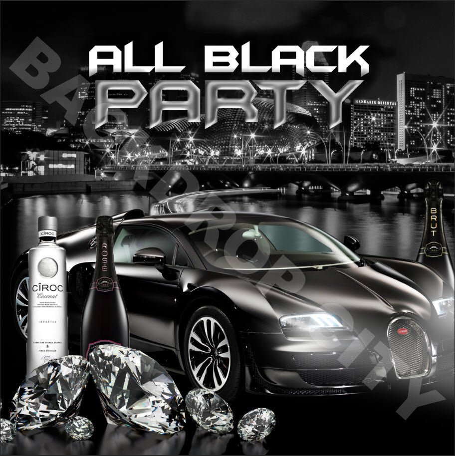 All Black Party Computer Printed Backdrop – Backdrop City